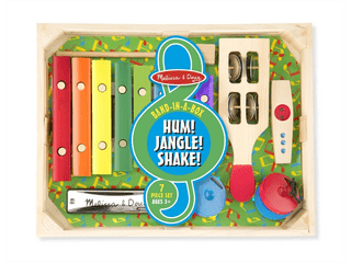 Melissa&Doug hangszerek, zenekar a dobozban, rázd-fújd-koppintsd