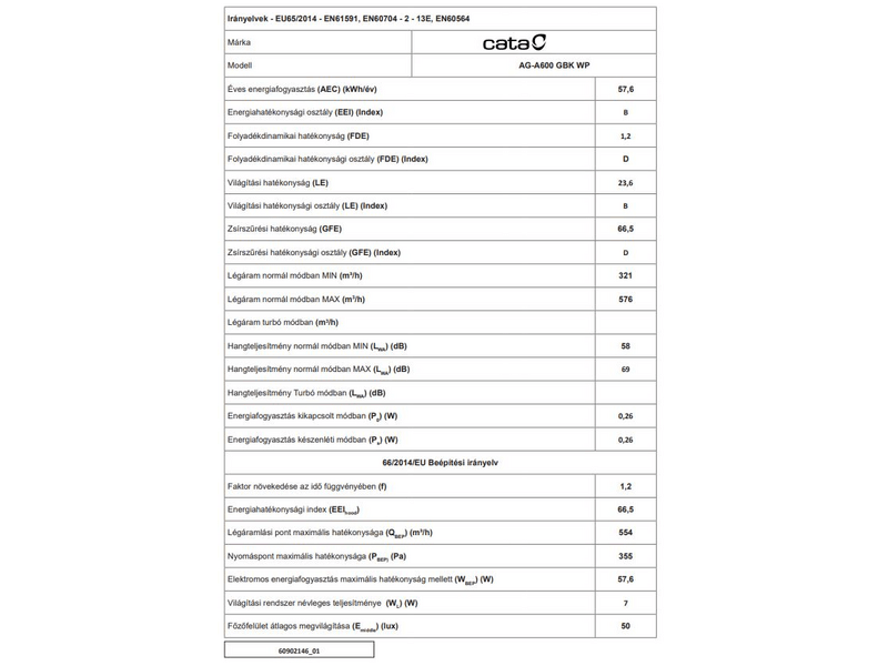 Cata AG6-A600 GBK WP Páraelszívó